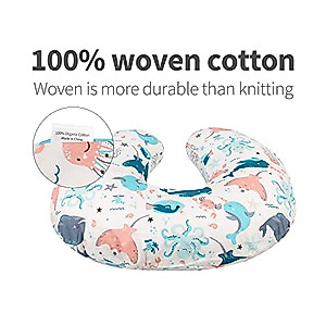 babygoal Nursing Pillow Covers Slipcovers for Breastfeeding Moms,Organic Woven Cotton,20x16x5.5in Maternity Breastfeeding Newborn Infant Feeding Cushion Cover,2 Pack 2CUPW13-B