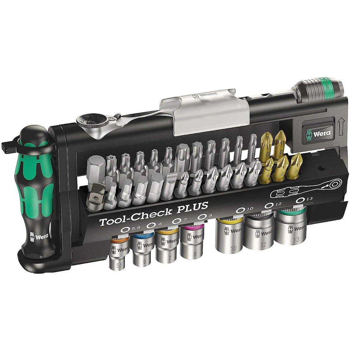 Wera Tool-Check Plus Bit Ratchet Set with Sockets + Kraftform Kompakt 25 Pouch Set