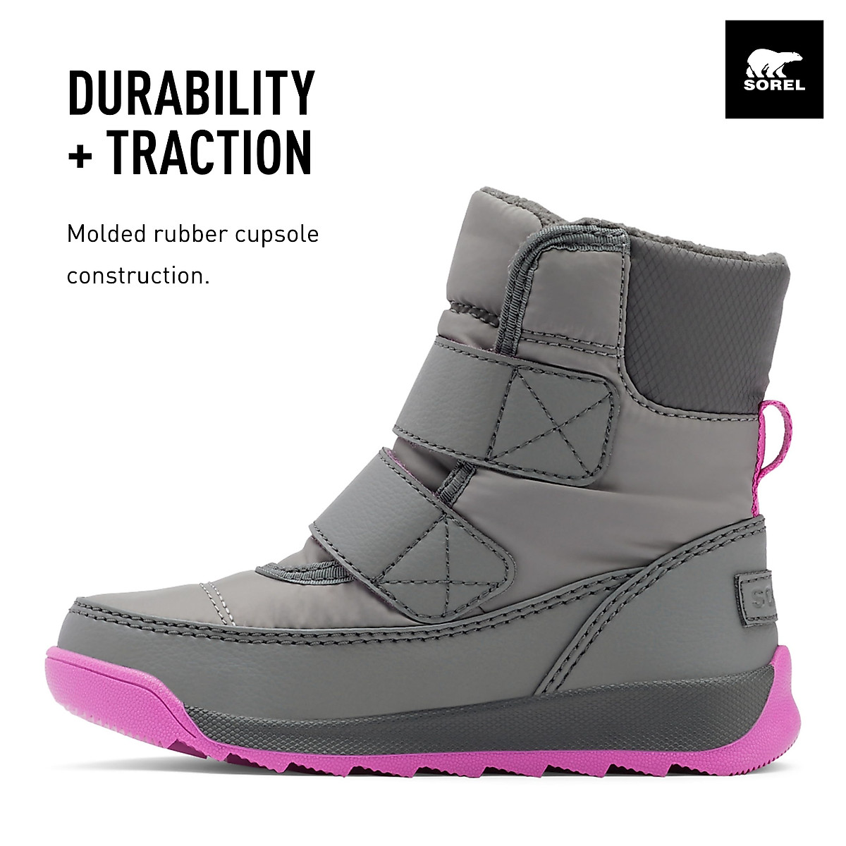 Sorel Youth Unisex Little Children's Whitney II Strap Waterproof Boots - Quarry, Grill - Size 6