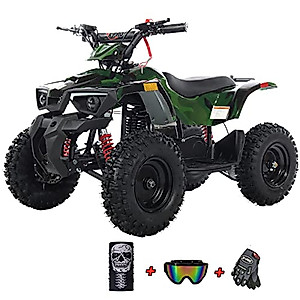 X-PRO Bolt 40cc ATV 4 Wheelers 40cc ATV Quads Quad with Gloves, Goggle and Face Mask (Green Camo)