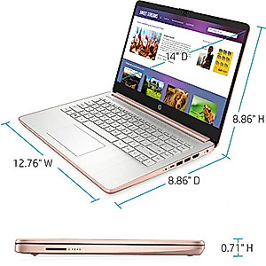 2021 Newest HP Stream 14" HD SVA Laptop Computer, Intel Celeron N4000 Processor, 16GB RAM, 320GB Space(64GB eMMC+256GB MSD), Office 365, HDMI, USB-C, Windows 10, Rose Gold, AllyFlex MP, Online Class