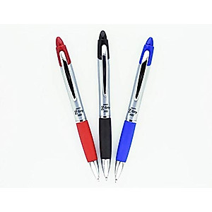 Zebra Pen Z-Grip MAX Retractable Ballpoint Pen, Medium Point, 1.0mm, Silver Barrel, Blue Ink, 12 Pack
