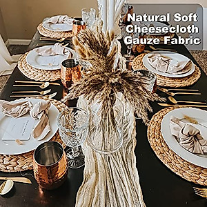 2 Pack Table Runners - SGAOFIEE 10ft Beige Cheesecloth Table Runner,35x120 inches Boho Table Runner,Rustic Sheer Table Decor for Romantic Bridal Shower, Baby Shower, Birthday Party Cake Table(Beige)