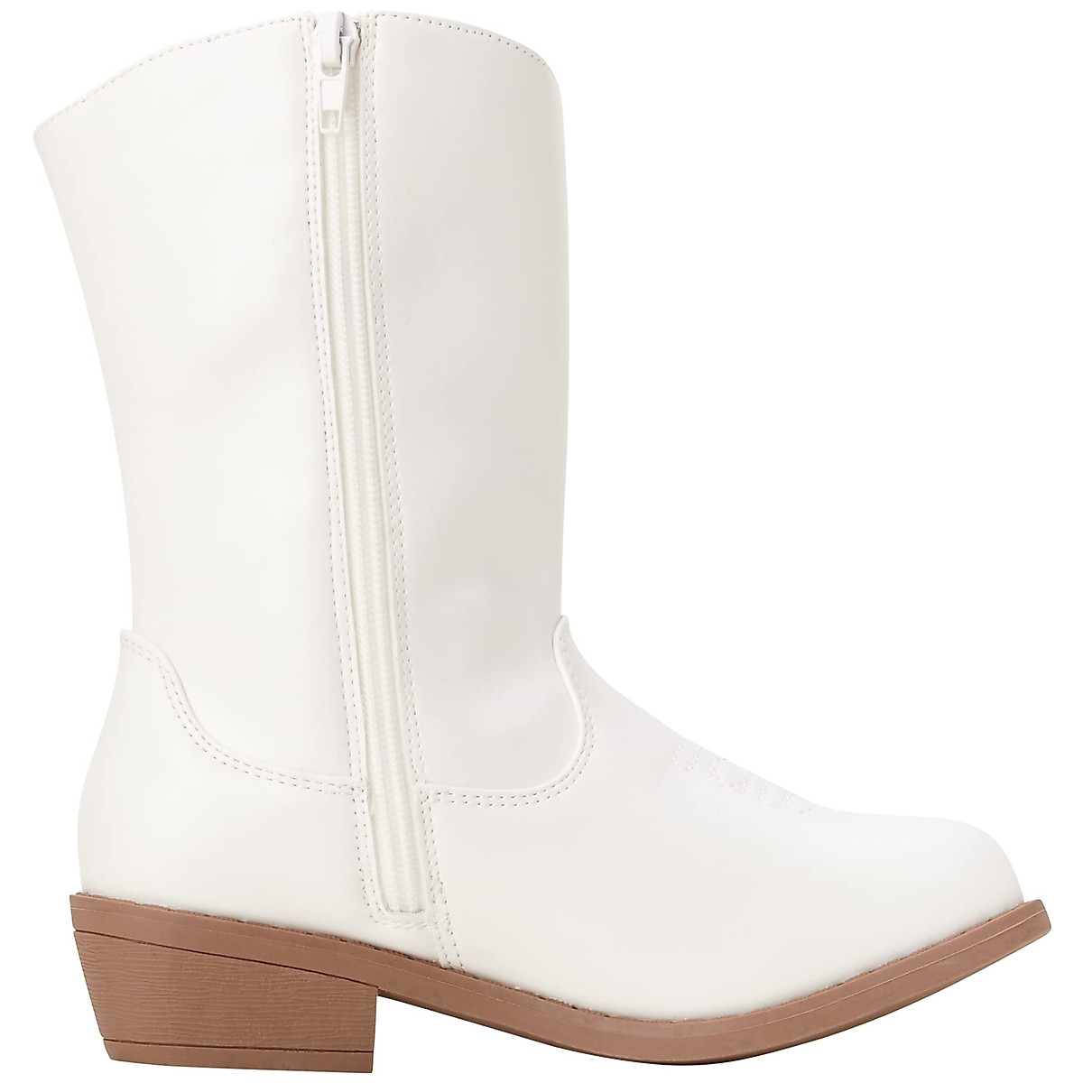 bebe Girls' Cowgirl Boots - Classic Western Cowboy Boots - Mid Calf Boots for Toddlers, Little Girls, and Big Girls, Size 2 Little Kid, White