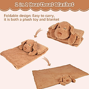 IFOYO Heartbeat Toy Puppy Heartbeat Blanket, Heartbeat Stuffed Animal for Dog Anxiety Relief, Puppy Calming Aid Behavioral Aid, Dog Crate Training Aids Sleep Aid Cuddle, Puppy Supplies Puppy Buddy Toy