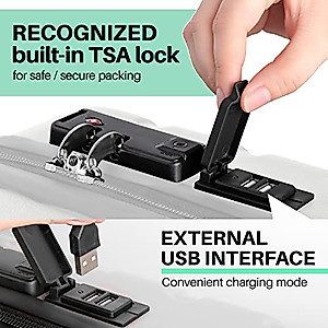 AnyZip Carry On Luggage 21" Hardside PC ABS Lightweight USB Suitcase with Wheels TSA Lock for kids White