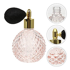 FOMIYES Vintage Perfume Bottle, 100ML Crsyle Spray Bottle Refillable Empty Glass Bottle Perfume with Air Bulb for bartender Home Bar (Pink)