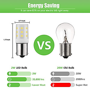 Makergroup 1156 1141 LED Light Bulbs, Weatherproof BA15S S8 SC Bayonet Single Contact Base, 2W Warm White 2700K-3000K 12V for Outdoor Landscape Deck Driveway Path Lights and RV Lighting 6pcs