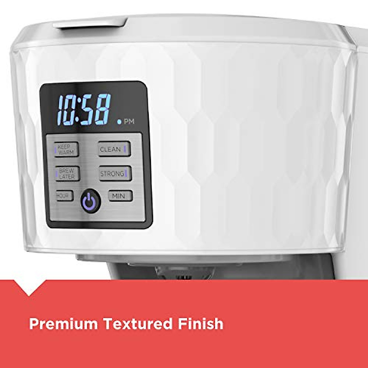 BLACK+DECKER Honeycomb Collection 12-Cup Programmable Coffeemaker, with Premium Textured Finish, White