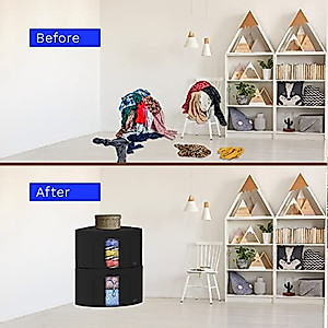 Foldable Clothes Storage Bag Organizer Corner Pop Up Bins Strong Handle Quality Fabric for Collapsible Closet Boxes 2 Pack (Large, Black)