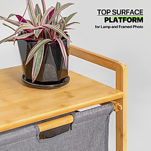 Magshion Storage Dresser with 2 Drawers, Bamboo Frame Fabric Storage Tower, End Side Table Nightstand with 2 Fabric Bins, Chest Storage Organizer for Bedroom, Living Room, Hallway