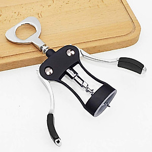 Foho Wine Opener, Multifunctional Wing Corkscrew Wine Bottle Opener for all Cork Stoppered and Beer Cap Bottles, Luxury Waiter Corkscrew with Stopper Set for Wine Enthusiast, Waiters - Black