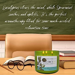 Stress Relief Aromatherapy Candles Eucalyptus Spearmint Scented Candle | 15.8 oz Soy Candles for Home | Decorative Candles Long Lasting 3 Wick Candle