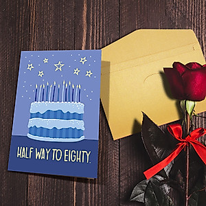 Nchigedy Funny 40th Birthday Greeting Card, 40 Years Old Birthday Card for Men Women, 40th Bday Card, Half Way To Eighty