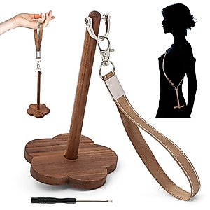 Yarn Holder, Portable Wrist Yarn Ball Minder Stand with Wristband and Crossbody Strap, Wooden Yarn Storage Organizer Yarn Spinner Knitting Supplies Prevent Yarn Tangling for Craft Lover