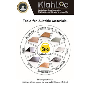 KiahLoc Patented Yellow Ring Indicator Suction Cup Hooks, Kitchen Hooks Removable Wall Vacuum Holder for Smooth Tile, Glass and Mirror( 4 Pack) (#56 (6.6 LB), Chrome)