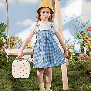 LEDAOU Lunch Box Kids Lunch Bag Insulated Cute Lunchbox Reusable Small Toddler Lunch Bags for School Travel or Picnic(Strawberry beige)