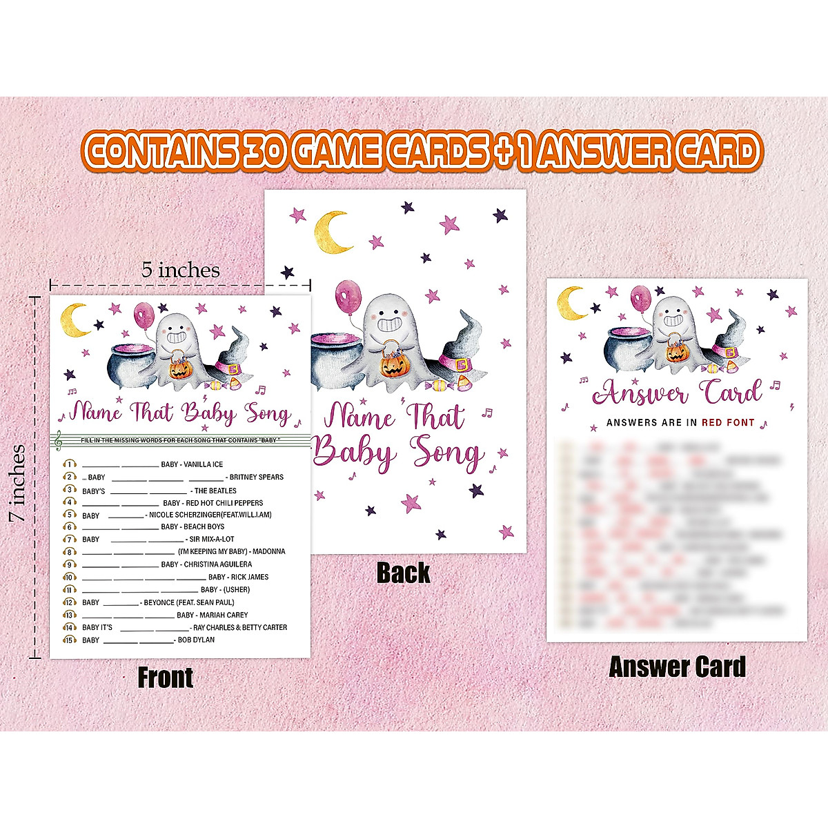 Halloween Name That Baby Song Baby Shower Game, 30 Players Baby Shower Game Cards for Baby Shower, Gender Reveal Party, Halloween Party Games Favors Decorations Supplies-LO17