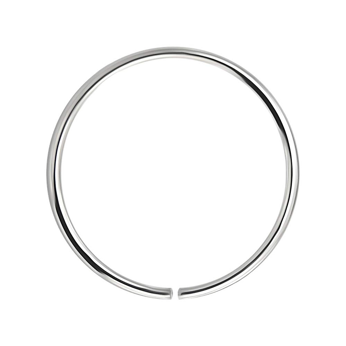 PiercingPoint 14 Karat Solid White Gold 22 Gauge (0.6MM) - 3/8 Inch (10MM) Length Seamless Continuous Nose Hoop Ring