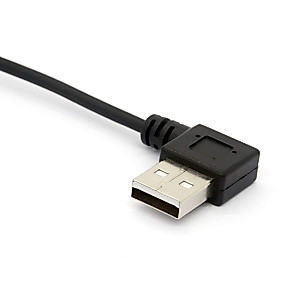 GLHONG Angled USB Cable, 3 Feet, Black, USB 2.0 to Micro USB, 480 Mbps, Fast Charging, Compatible with Smartphone, Tablet, Laptop