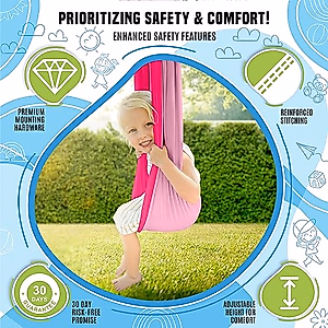 EFITOME Sensory Swing for Kids Indoor Ceiling/Outdoor Tree Hanging Kit - Therapeutic Swing for Autism, ADHD & Aspergers - Two Tone Pink Compression Swing - All Hardware Included