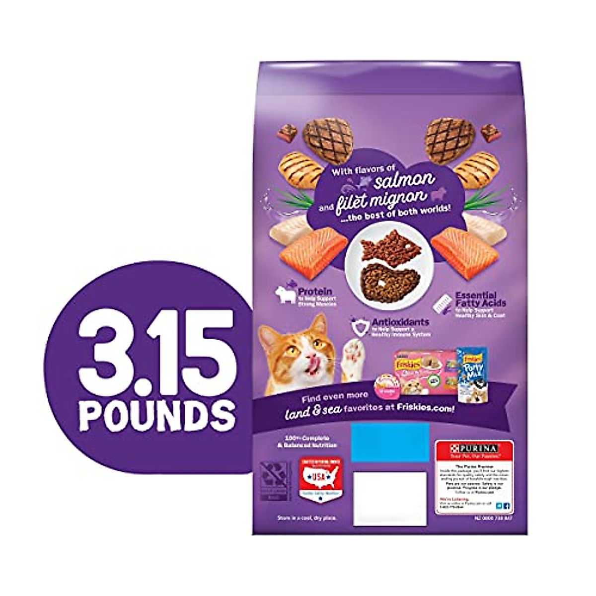 Purina Friskies Dry Cat Food, Surfin' & Turfin' Favorites - (4) 3.15 lb. Bags