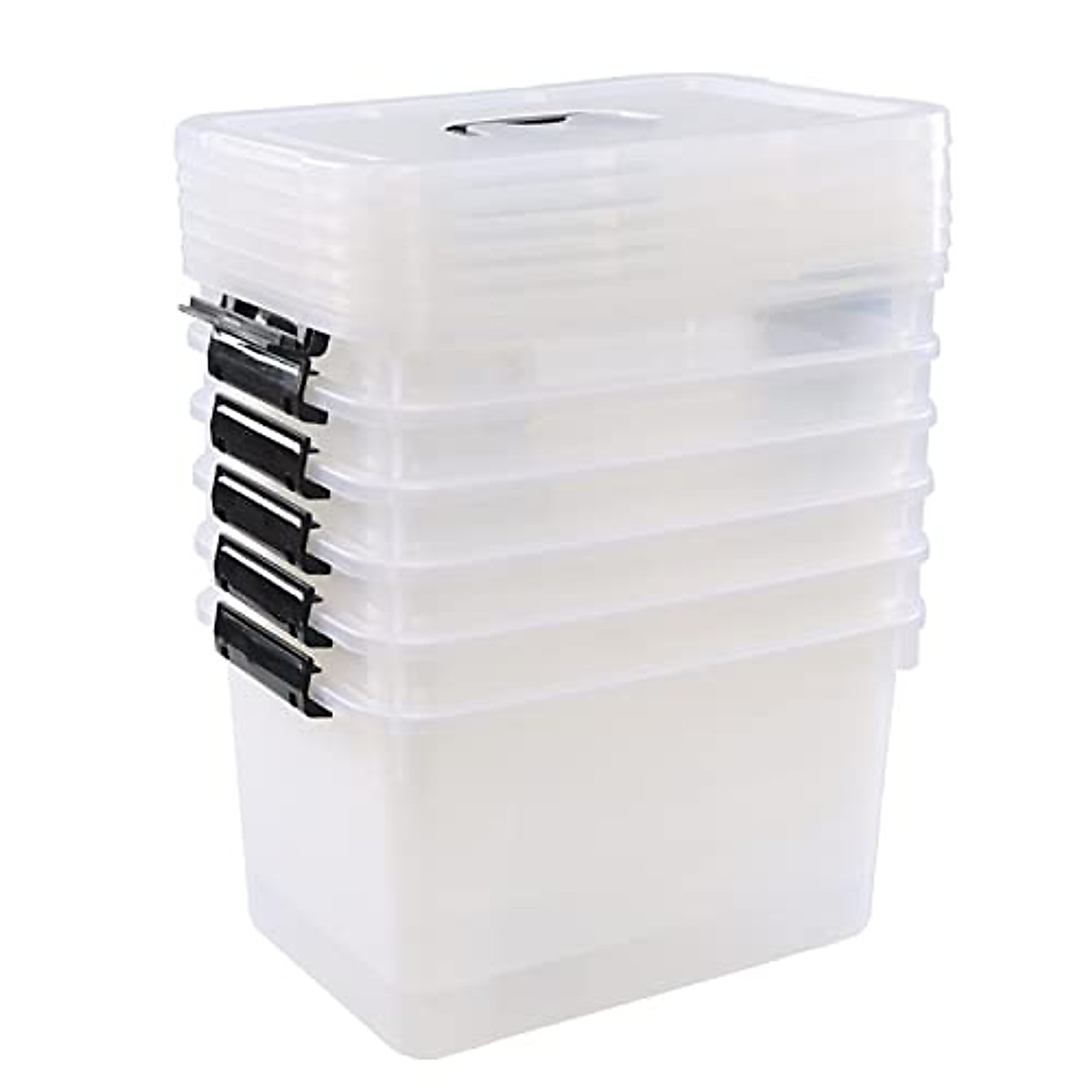EudokkyNA 10 L Clear Storage Bins with Lids, Plastic Latch Boxes Containers Set of 6