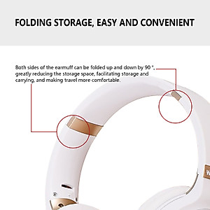 VKEKIEO Bluetooth Over-Ear Headphones, Wireless/Wired Foldable Headsets with FM Pluggable Card, Stereo Sound Headphones Allow to Adjust The Wearing Size for Travel Work (White)