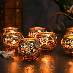 Tebery 12 Pack Round Gold Votive Candle Holders, 2-Inch Glass Tealight Candle Holder for Table Centerpiece, Wedding Decoration, Party, and Home Decor