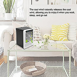 Portable Air Conditioners, Personal Space Mini Cooler Evaporative Desktop Spray Fan with 3 Wind Speeds Small AC Cooling Cool Mist Humidify Handle for Bedroom Room Home Camping Car Tent RV