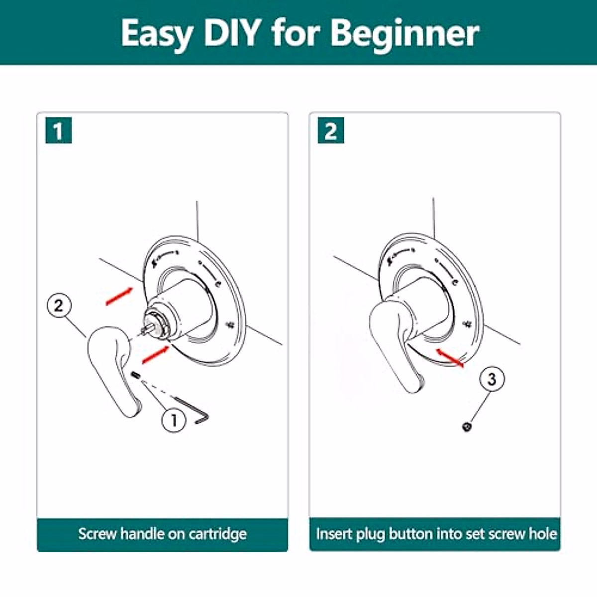 RAINREVIVE Repalcement Shower Handle, Compatible for 1300/1400 Series Tub Faucet for Delta, H79 Single Metal Lever Handle Kit, Chrome