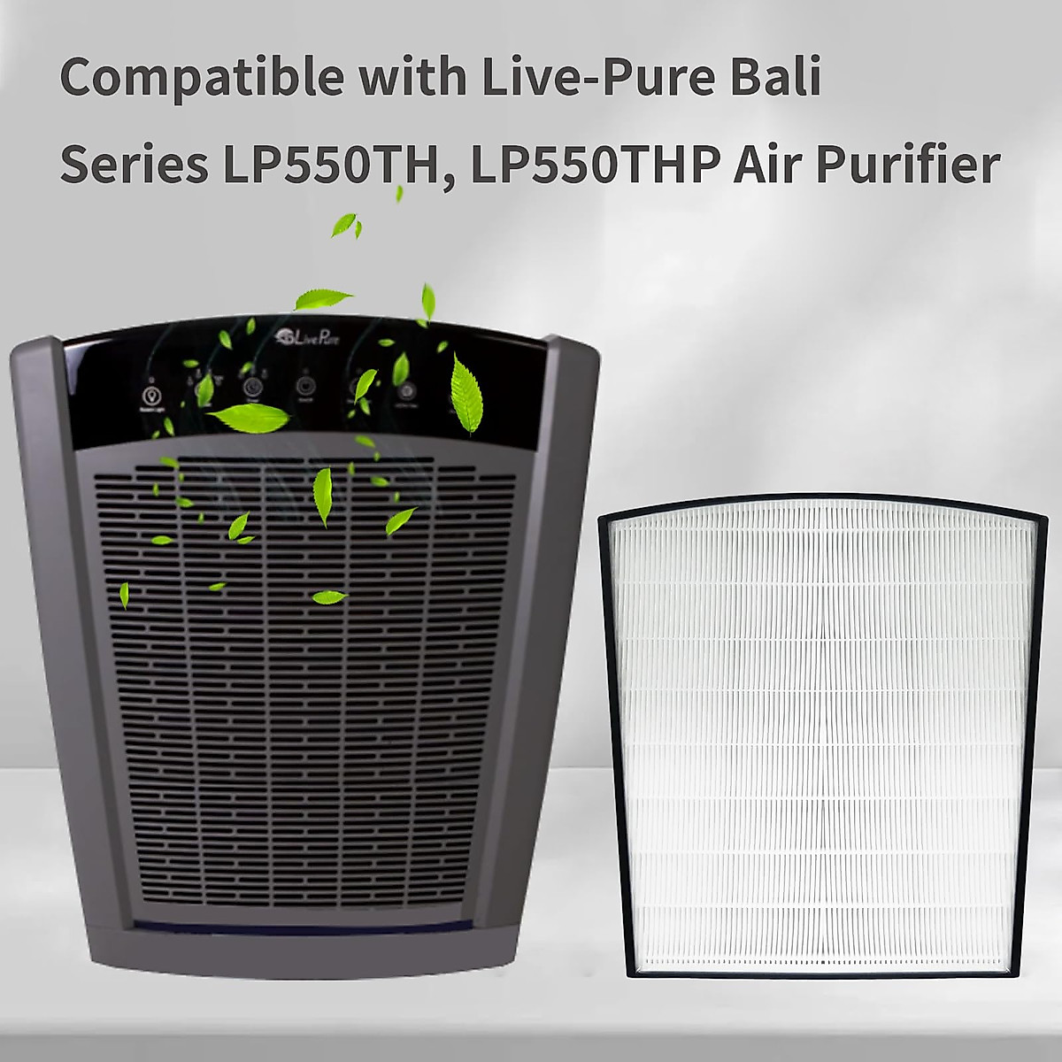 Replacement Filter Compatible with Live-Pure Bali Series LP550TH, LP550THP Multi-Room Whole House Large Console Air Cleaner Purifier, 1 Pack H13 True HEPA Filter + 4 Pack Carbon Filters