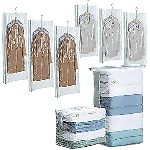 TAILI Hanging Vacuum Storage Bags Variety 6 Pack and Cube Vacuum Storage Bags 8 Jumbo Pack