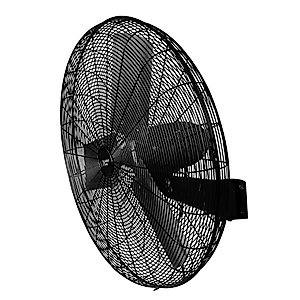Comfort Zone CZVHW30 30” 2-Speed High Velocity Industrial Wall Fan, All-Metal Construction, Adjustable Tilt, Steel Mounting Bracket with Adjustable Angle, Aluminum Blades, Black