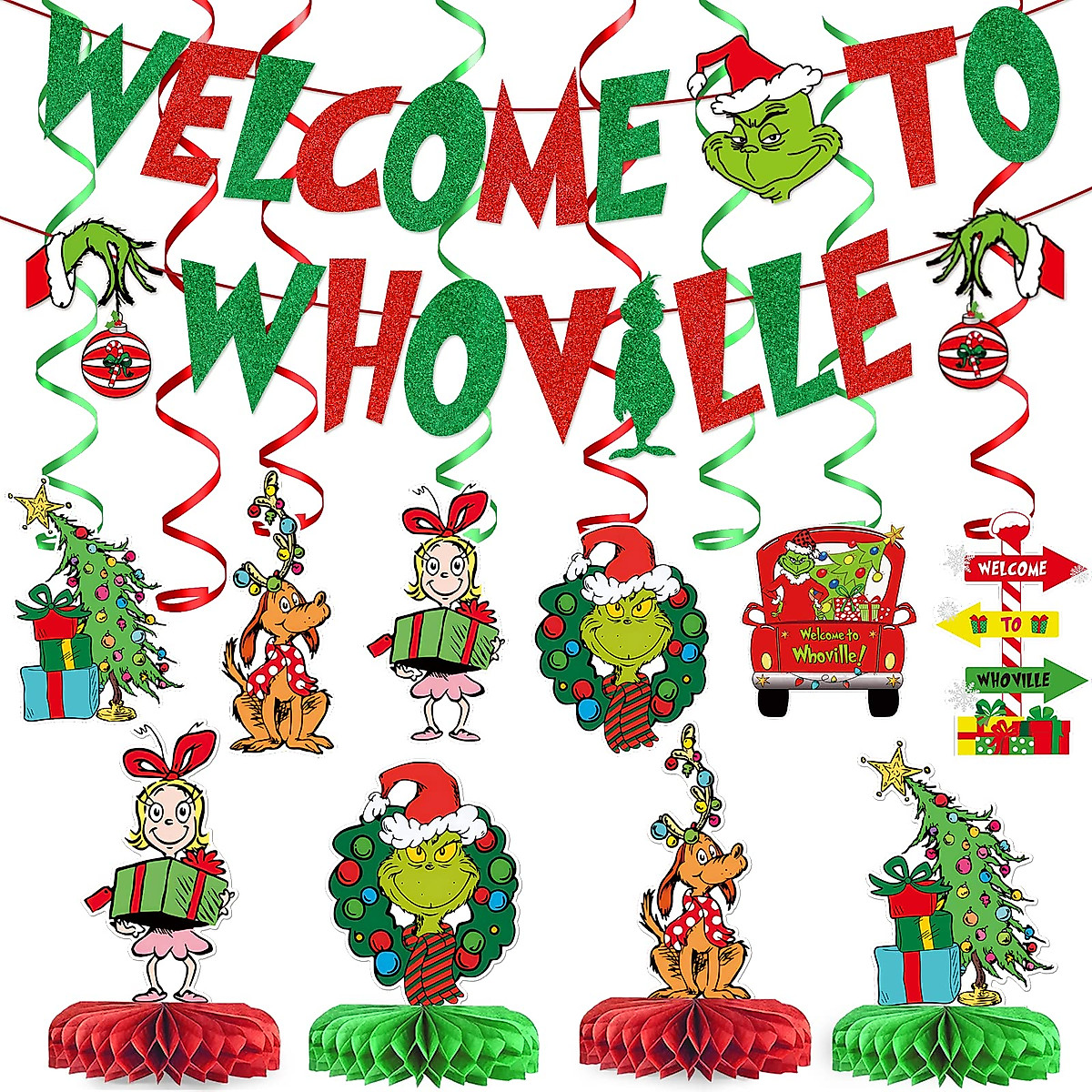Whoville Christmas Decorations Whoville Decorations Welcome to Whoville Banner The Christmas Decorations Party Supplies Christmas Grieen Birthday Party Decorations