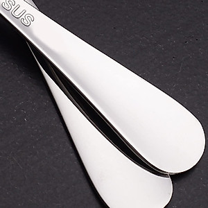 Teaspoons set of 6 Stainless Steel Classic Bead Teaspoons Dessert Spoon Stainless Steel Teaspoons Mirror Finish & Modern Design with Scalloped Edge Used in a Home Kitchen or Dining Room