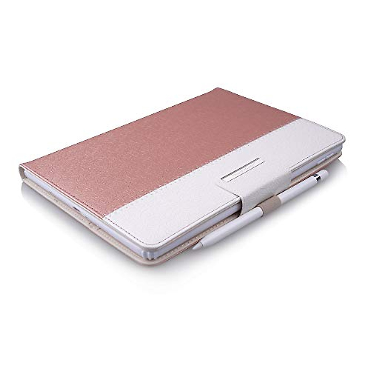 Thankscase Case for iPad 10.2 2021/2020 / 2019, Rotating Cover for iPad 9th Gen / 8th Gen/iPad 7th Gen with Pencil Holder, Wallet Pocket, Hand Strap, Swivel Cover for iPad 10.2 (Rose Gold)