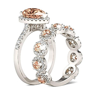 Jeulia Engagement Rings for Women Sterling Silver Promise Eternity Band Princess Cut Cubic Zirconia Wedding Engagement Anniversary Promise Ring Sets Bridal Sets (8.0(U.S))