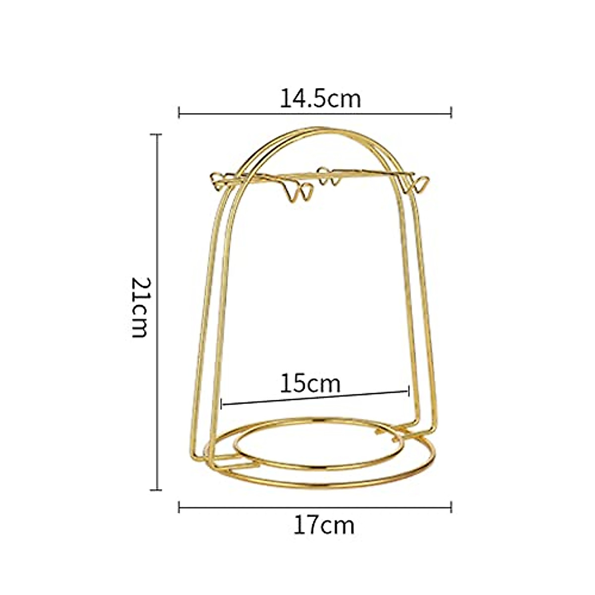 IKASEFU Gold Coffee Cup Holder, Dish and Cup Display Stand Mug Rack Holder Metal Cup Holder Coffee Cup Hanger Rack Tableware Storage Rack Tea Set Cup Hanger Rack for Home Kitchen Desktop (Only Rack)