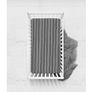 Bacati - Black/White Pin Stripes Crib Fitted Sheet
