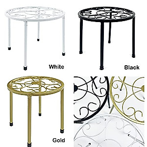 HAINARverS Metal Plant Stands 5-Pack, Heavy Duty Rustproof Iron Corner Flower Pot Stand Holder,Round Supports Display Rack Tiered Plant Stand Shelf For Indoor And Outdoor Multiple (White)