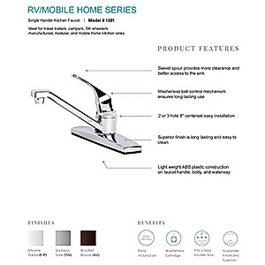 Laguna Brass 1301CP RV Mobile Home Non-Metallic Swivel Kitchen Sink Faucet Chrome Finish