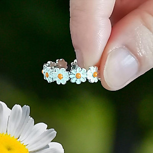 Mzztino Daisy Flower Adjustable Band Ring 925 Sterling Silver daisy Rings Tiny Dainty Simple Flower Ring