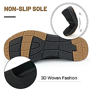 UOUA Women's Slip On Walking Shoes Mesh Low Top Flats Ballet Knit Work Nurse Casual Sneaker Loafer Brown 41(10)