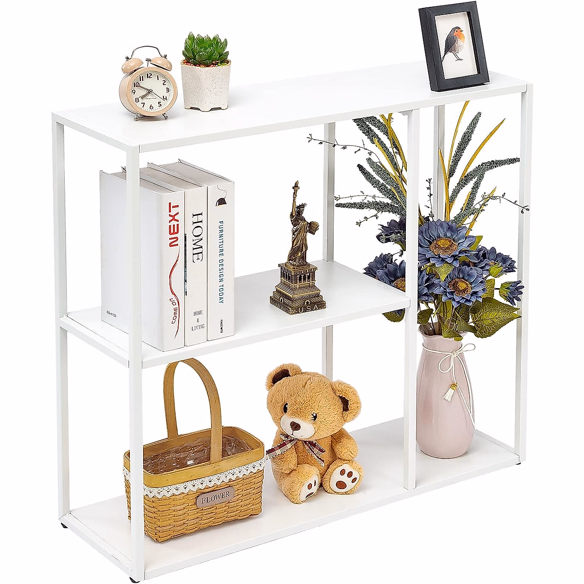 HDANI Console Table, Narrow Entryway Table, 3 Tier Metal Hallway Table, 9.8''Dx31.5''Wx29.7''H(White)