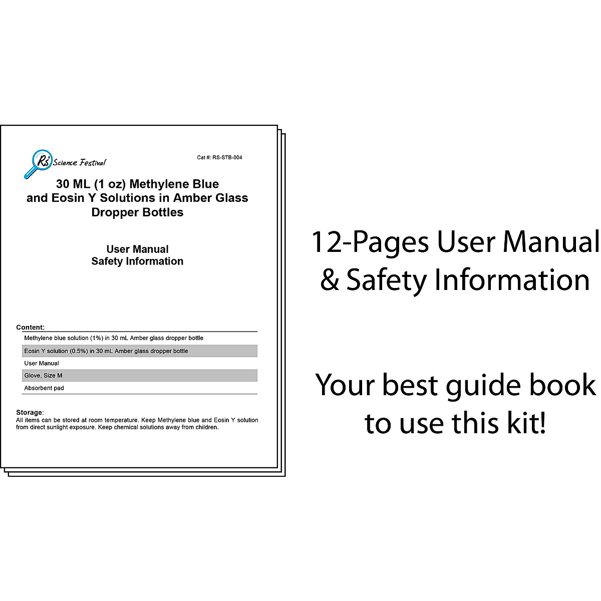 30 ML (1 oz) Methylene Blue and Eosin Y Solutions in Amber Glass Dropper Bottles (for Microscopy)