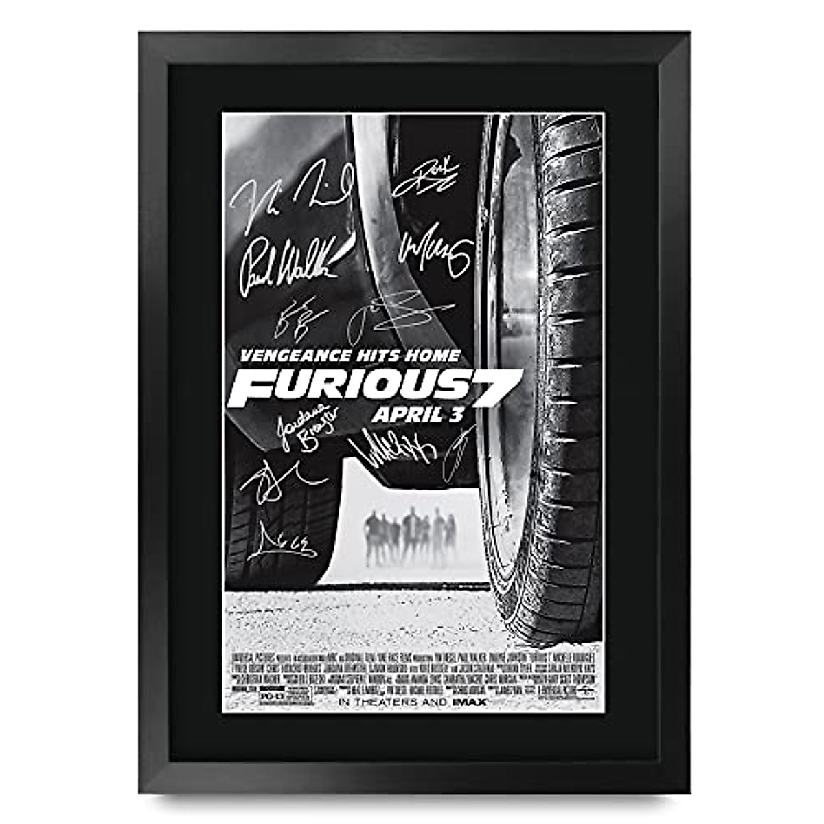 HWC Trading Fast & Furious 7 Vin Diesel, Paul Walker, Dwayne Johnson 16 x 12 inch Framed Gifts Printed Poster Signed Autograph Picture for Movie Memorabilia Fans - 16" x 12" Framed
