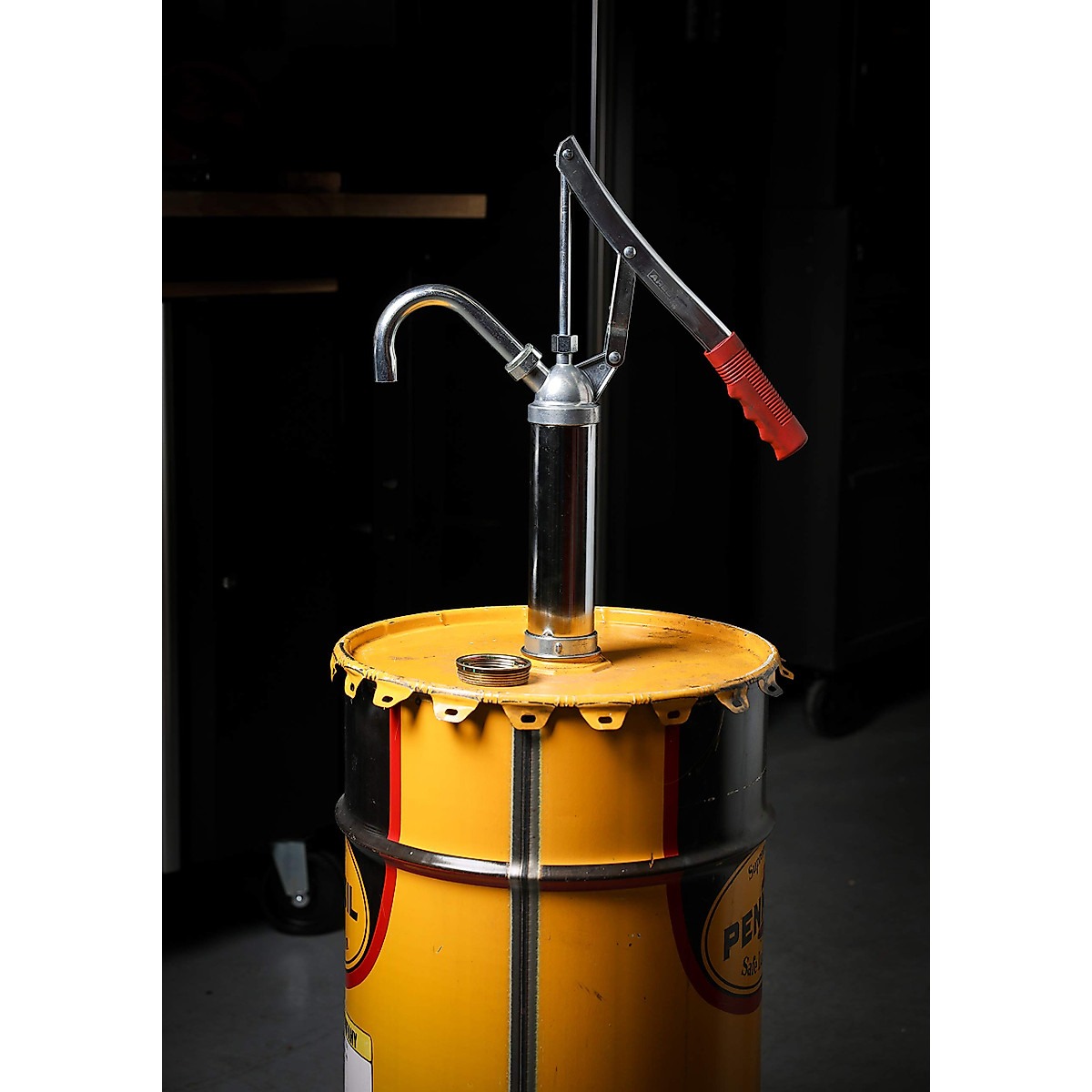 ARES 55000 - Oil Barrel Pump - 2-Piece Telescoping Suction Tube Fits 15-55 Gallon Drums - Designed to Deliver Base Oil, Transmission Oil and Heavier Fluids - Removable Heavy Duty Spout