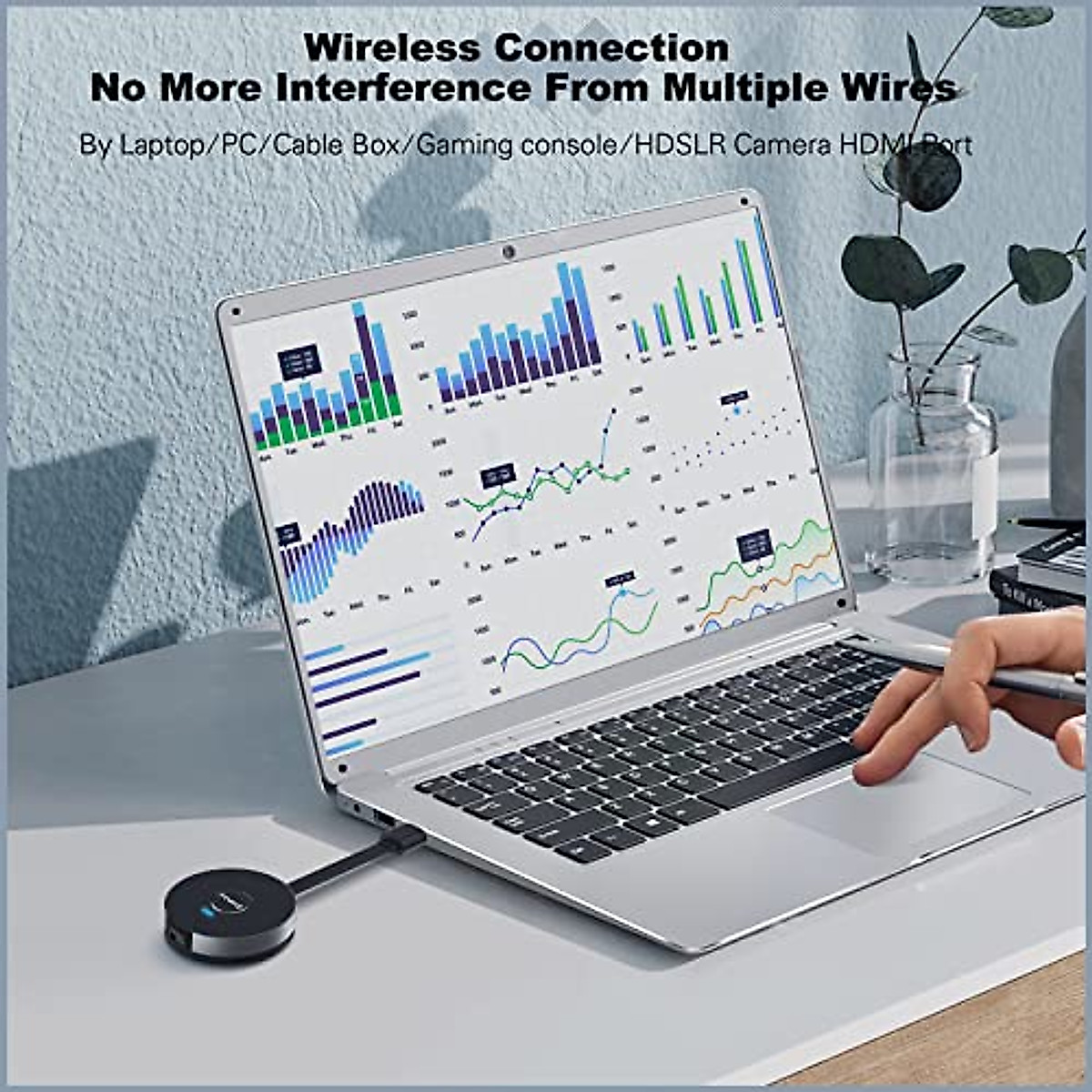 Innens Wireless HDMI Transmitter and Receiver Kits, Wireless Presentation Facility HDMI Dongle Adapter Support 4K @30Hz for Streaming Video/Audio from Laptop, PC, Smartphone to HDTV/Projector