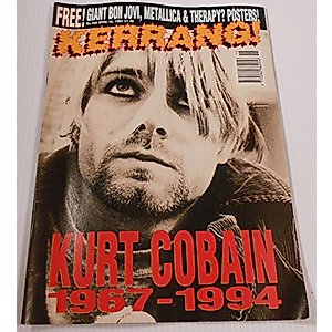 Kerrang! magazine(UK Publication) issue 490 April 16,1994 ***FREE GIANT BON JOVI, Metallica, Therapy POSTERS***(Kurt Cobain on cover)[single issue magazine]***WEAR on COVER, CORNERS***